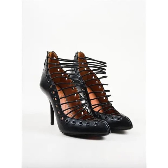 Givenchy | Shoes | Givenchy Piva Bondage Leather Strappy Black Cage Pumps Riccardo Tisci 38 Eu 8 ...